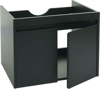 Hhg Neuwertig] Waschbeckenunterschrank HHG 632, Badezimmer Waschtisch Unterschrank, mvg Melamin 2 Türen 48x59x46cm schwarz