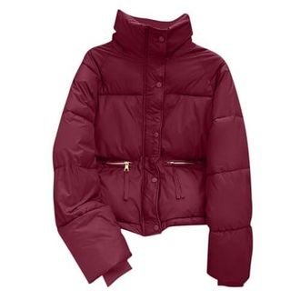 Generic 2026 Printemps Chaud Veste Courte Femme avec Col Montant Manteau dhiver &eacute;pais et confortable Coupe ample Pain pour temps froid, Rouge, XXL