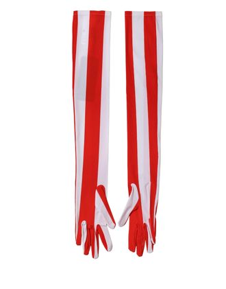 Dolce & Gabbana Red White Stripes Nylon Elbow Length Women Gloves And Elastane