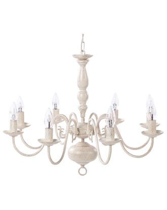 Beliani Moderner 8-flammiger Kronleuchter in Antik-Wei&szlig; aus Metall Brithon