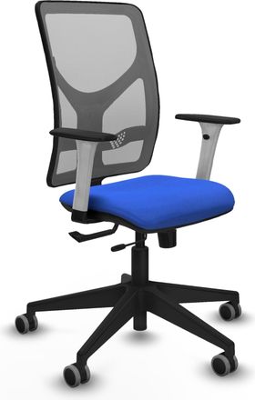 Piqueras y Crespo Arbeitsstuhl mit Rollen mit wei&szlig;en und schwarzen Armlehnen, h&ouml;henverstellbare Lendenwirbelst&uuml;tze, ausgestattet mit Syncro/Traslack und Schneideschaum,