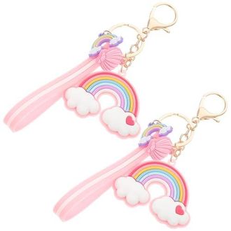 BESTONZON Lot de 2 Porte-Clés Pendentifs Arc-en-Ciel en Métal et Silicone Léger et Compact Design Coeur Amour Accessoires Mode pour Clés et Paquet Présent Famil