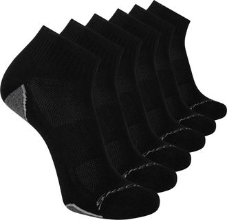 Skechers Mens 6 Pack Quarter Crew Socks, Black, 10-13