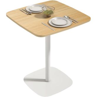 HOMCOM Table &agrave; manger - HOMCOM - carr&eacute;e - pour 2 personnes - plateau en effet bois base carr&eacute;e - 60 x 60 x 75 cm - effet bois naturel