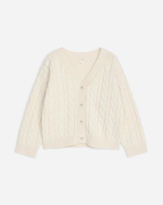 Arket Strickjacke Mit Zopfmuster -Wei&szlig;