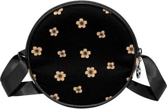 Generic Sac &agrave; bandouli&egrave;re rond pour femme, sac &agrave; bandouli&egrave;re avec fermeture &eacute;clair et bretelles r&eacute;glables - Style d&eacute;contract&eacute; - Motif fleurs