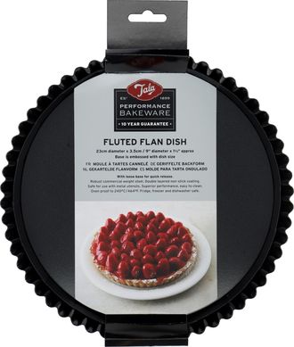 Tala Performance Canneleé Tarteform 23 cm, Profi-Kohlenstoffstahl mit Eclipse Antihaftbeschichtung, Herausnehmbarer Boden, Ideal für Süße oder Herzhaft Tar