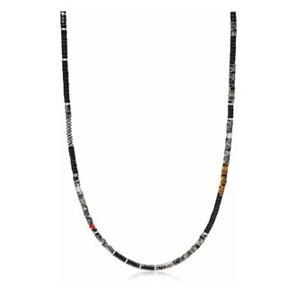 Nialaya Homme, Accessoires, Gris, Taille: XL Collier Heishi Onyx Noir & Labradorite