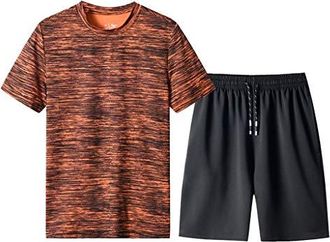 Generic Ensemble short et chemise dété pour homme - Grande taille - Décontracté - Manches courtes - Ensemble de pyjama pour homme - Polo à manches courtes - S