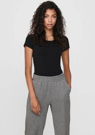 Only Rundhalsshirt ONLLIVE - Rundhalsshirt mit figurbetonter Silhouette sehr figurbetont, modisch, Baumwollmischung, Jersey, tiefer Rundhals