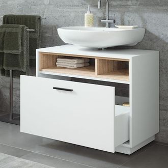 Vicco Waschbeckenunterschrank Beatrice, Wei&szlig;/Sonoma, 80 x 84.5 cm mit Schublade Vicco