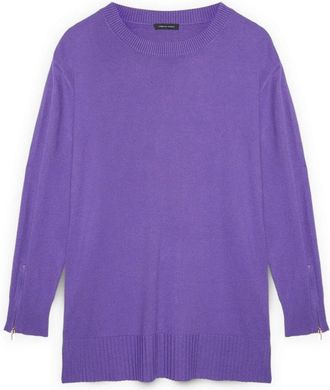 Fiorella Rubino Femme, Pulls, Violet, Taille: 44 FR Pull Ras du Cou avec Fermetures &Eacute;clair D&eacute;coratives