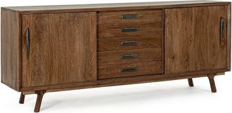 Hellin Credenza sherman Con Struttura E Gambe In Legno Mango, Mobile In Stile Vintage -2 Ante - 5 Cassetti
