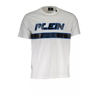 Plein Sport Homme, Tops, Blanc, Taille: L Tee-shirt en Coton Blanc avec Logo