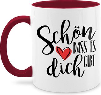 Shirtracer Tasse Tassen 325ml - Statement Spr&uuml;che - Sch&ouml;n dass es dich gibt - 325 ml - Bordeauxrot - mit spruch danke spruchtasse sarkasmus spr&uuml;chen liebe kaffee