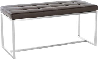 Clp Edelstahl K&uuml;chenbank Barci Kunstleder I Moderne 2er-Sitzbank Mit Polsterung F&uuml;r Esszimmer Und K&uuml;che Und B&uuml;ro I Sitzh&ouml;he 48 cm, Farbe:braun