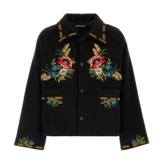 Bode Homme, Vestes, Noir, Taille: XL Aquitaine Embroidered Jacket