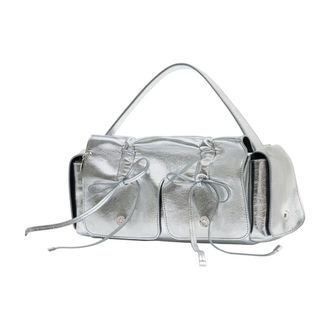Acne Studios Womens Shoulder Bag Silver Calfskin