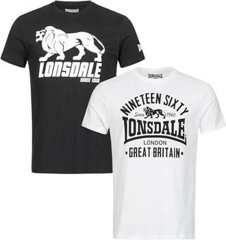 Lonsdale Bylchau T-Shirt, Blanc/Noir, 3XL Hommes