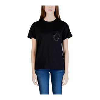 Guess Femme, Tops, Noir, Taille: 44 FR T-shirt &agrave; Manches Courtes et Col Rond avec Une Seule Poche