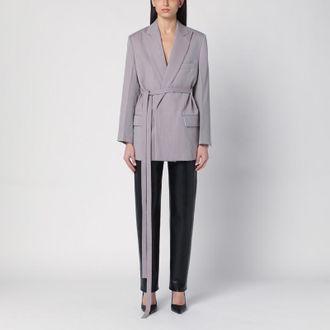Victoria Beckham Light grey wool jacket with belt