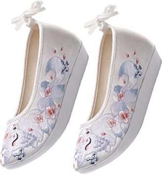 Frcolor Chaussures Brodées Chinoises à Talons Hauts pour Femmes Chaussures Soie à Semelles Épaisses De Costume Ethniques