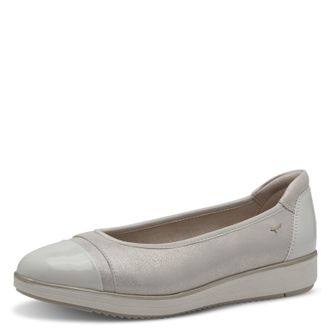 Tamaris Comfort Damen Ballerinas Runde Spitze Bequem, Mehrfarbig (Beige/Gold), 37 EU