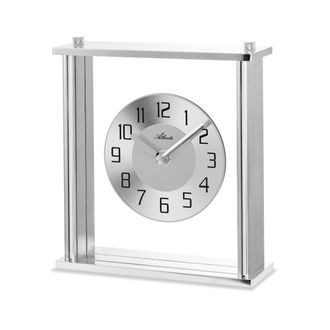 Atlanta Mocassin Tischuhr Glas Metall Geh&auml;use Analog Quarz Silber - 3117/19