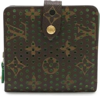 Louis Vuitton Portefeuille zipp&eacute; compact Monogram Perfo doccasion - Femme - Pre-owned - Brun - Taille: ONE Size