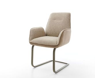 DELIFE Freischwinger Zoa-Flex Materialmix Schlamm Freischwinger flach Effektfinish Titan Taschenfederkern, Esszimmerstühle