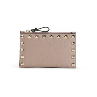 Valentino Garavani Femme, Accessoires, Beige, Taille: ONE Size Portefeuille en Cuir Grain&eacute; Nude & Neutrals