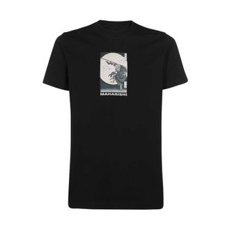 maharishi Homme, Tops, Noir, Taille: S T-shirt en Coton Biologique avec Imprimé
