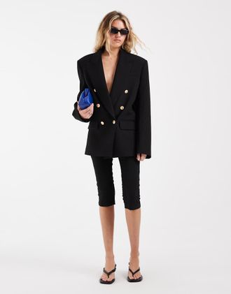 Asos Blazer &agrave; double boutonnage et &eacute;paulettes - Noir
