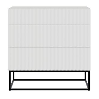 Selsey Kommode Schrank Aufbewahrungsschrank 90 cm Mit 3 Schubladen Wei&szlig; Schwarze Beine Veldio