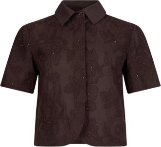Liu Jo Femme, Blouses et Chemises, Brun, Taille: 42 FR Chemise Broderie