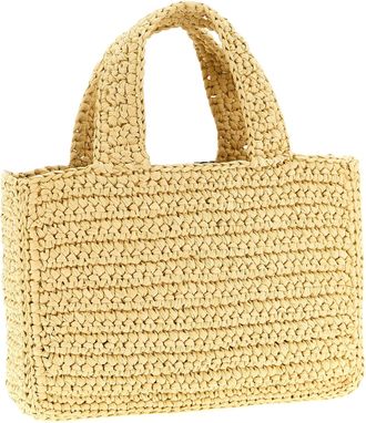 Valentino Garavani Womens Crocheted Raffia Tote Black Viscose