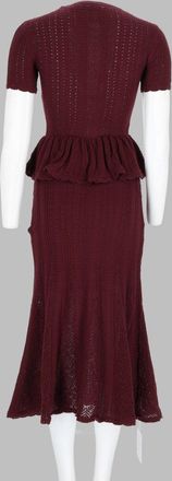Self Portrait Peplum Openwork Knit Dress - Bordeaux