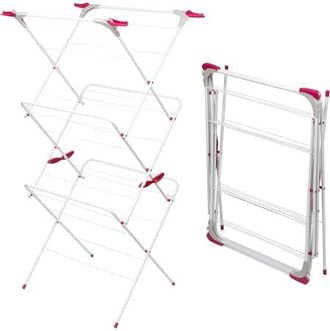 Kleeneze KL072498NEU Elegant 3-Tier Clothes Airer - Foldable Washing Rack, Indoor Collapsible Clothes Horse with 15M Drying Space, Towel Rack with Four Side Wi