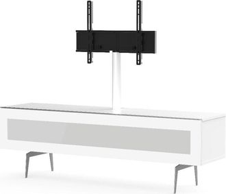 Les Tendances Meuble TV avec support &eacute;cran verre infrarouge et m&eacute;lamin&eacute; blanc Sarama 160 cm