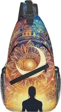 Generic Sac &agrave; dos &agrave; bandouli&egrave;re pour la m&eacute;ditation spirituelle sur les symboles cosmiques - Sac &agrave; dos de voyage pour homme - Sac &agrave; dos de randonn&eacute;e