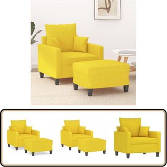vidaXL Fauteuil avec repose-pied Jaune clair 60 cm Tissu - Fauteuil Relax - Canapé Avec Repose Pied - Chaise Confort - Mobilier Salon - Décoration Intérieur