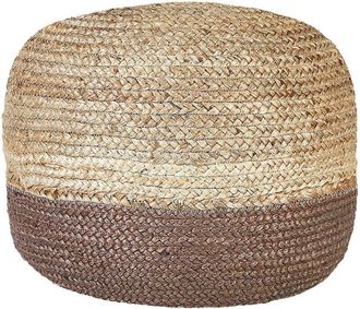 Beliani Ottoman Marron en Jute 50 x 40 cm Moelleux pour Chambre ou Salon Rond Duki