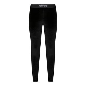 Tom Ford Schwarze- gl&auml;nzende Velours-Leggings - - Trousers - Damen - Schwarzk - S