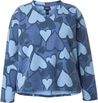 Ulla Popken Sweatshirt Sweatshirt Herzen A-Linie V-Ausschnitt Langarm