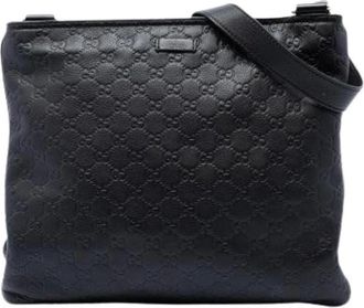 Gucci Sac bandouli&egrave;re en cuir gaufr&eacute; Pre-owned - Femme - Pre-owned - Noir - Taille: ONE Size