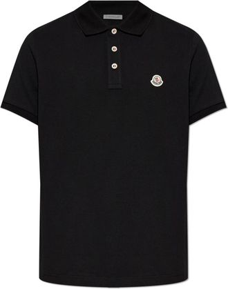 Moncler Homme, Tops, Noir, Taille: L Polo avec &Eacute;cusson Logo