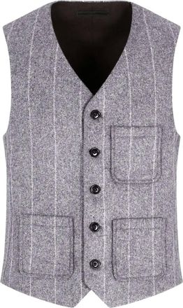 Giorgio Armani manteau rayé à simple boutonnage - Gris