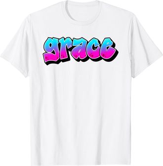 BDAZ Grace Graffiti Personalisierter Name Blau Rosa Frauen M&auml;dchen T-Shirt