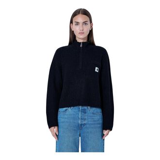 Carhartt Work in Progress Detroit Half Zip Pullover - - Knitwear - Damen - Schwarzk - L