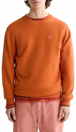 Scotch & Soda Herren Essential Badge Logo Crewneck Sweatshirt, Rust, XXL